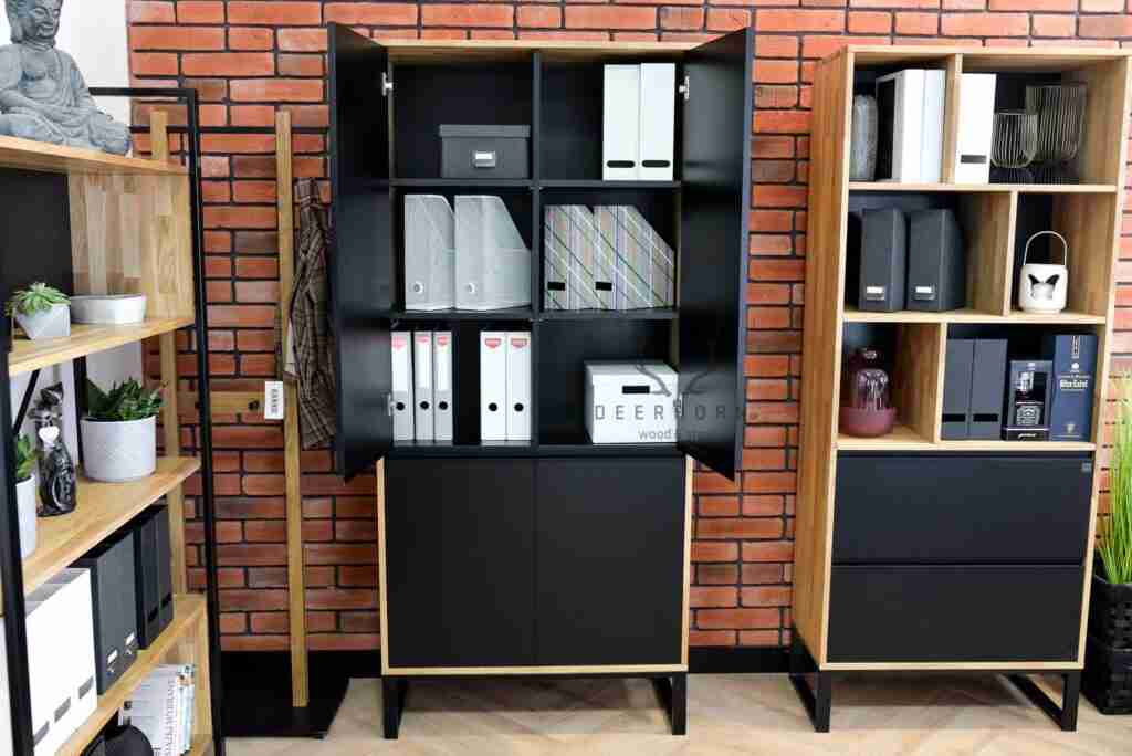 Szafa biurowa, gabinetowa czarna z kolekcji loft office plus